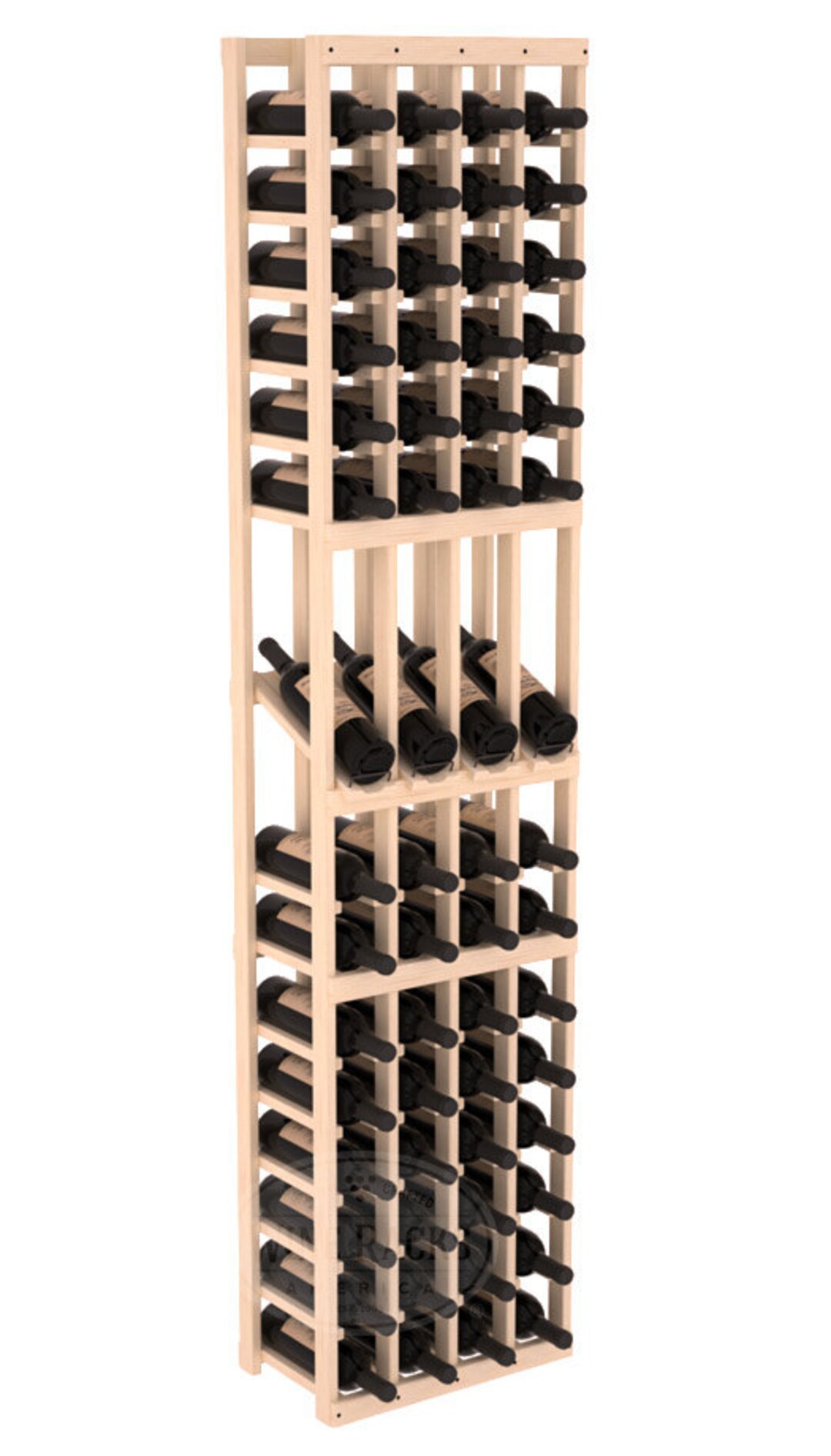Handmade Wooden 4 Column 60 Bottle Display Row Wine Cellar Kit in ...