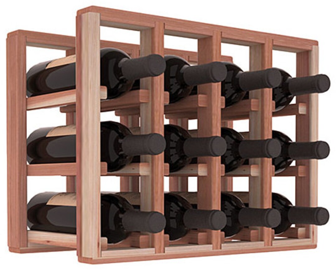 Handmade Wooden 12 Bottle Wine Shelving Rack in Premium Redwood. - Etsy