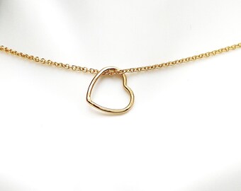 Gold Floating Heart Necklace - Etsy