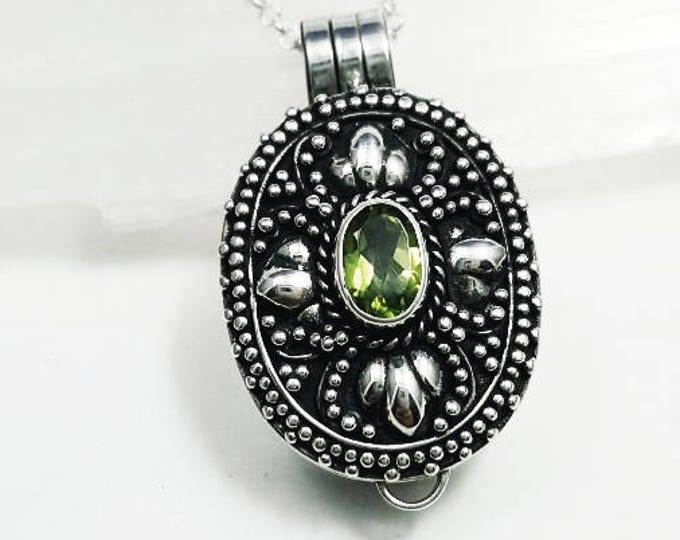 Pill Box Necklace. Secret Box Necklace. Locket Pendant. Peridot ...