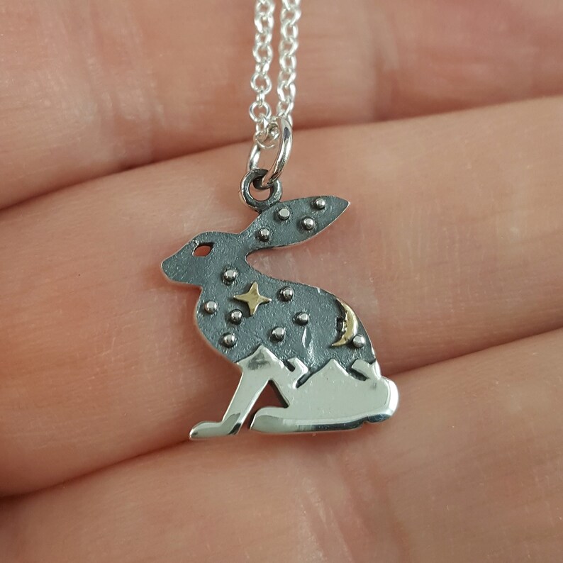 Rabbit necklace. Sterling silver bunny necklace. Easter gift. | Etsy
