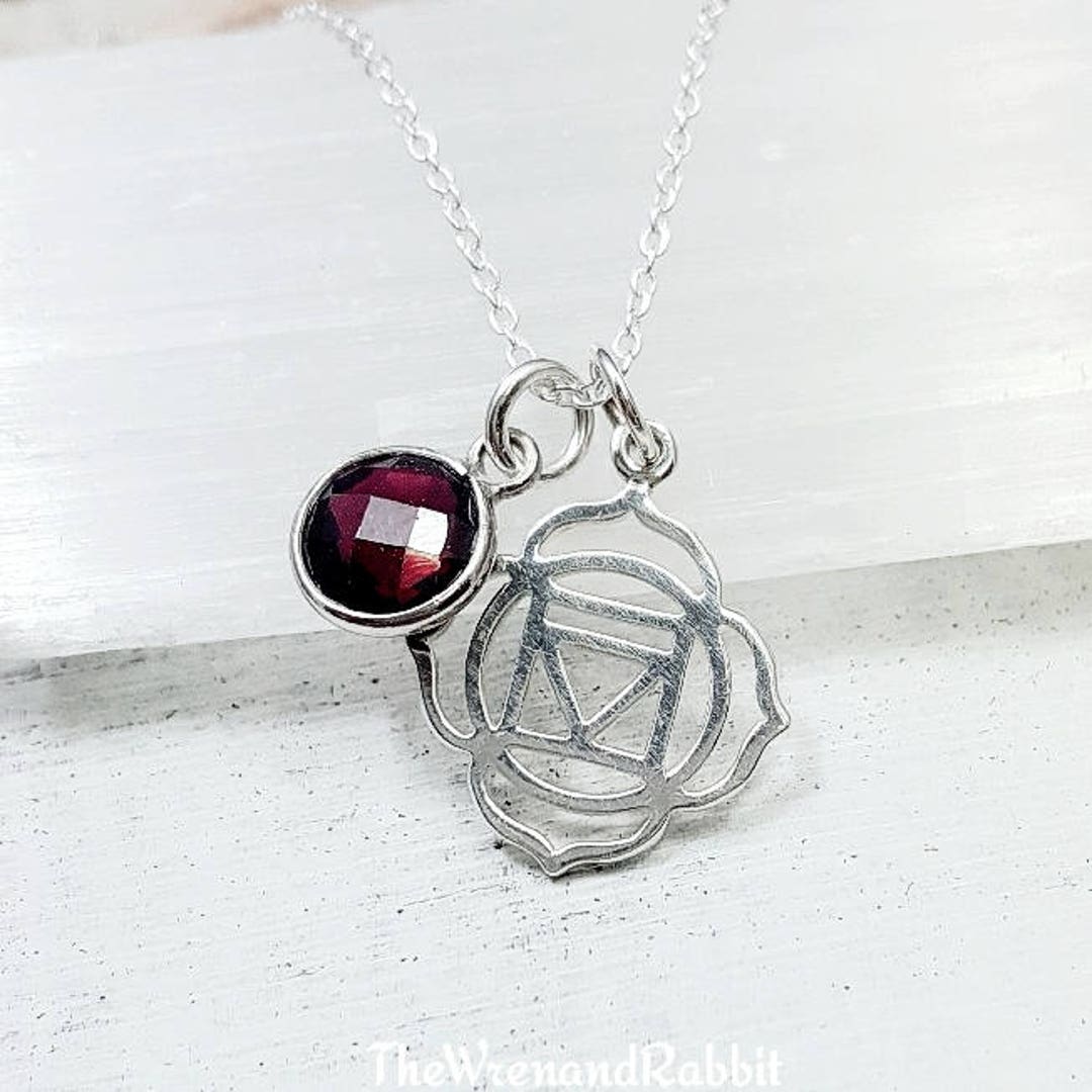 Sterling Silver Root Chakra Necklace: Garnet Muladhara Pendant - Etsy