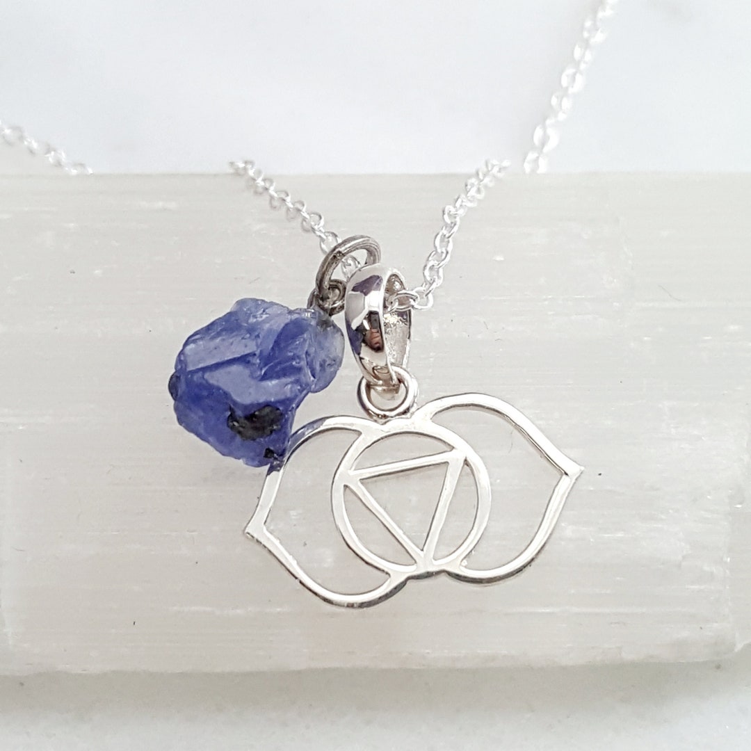 Sterling Silver Third Eye Chakra Necklace: Blue Sapphire Ajna Pendant ...