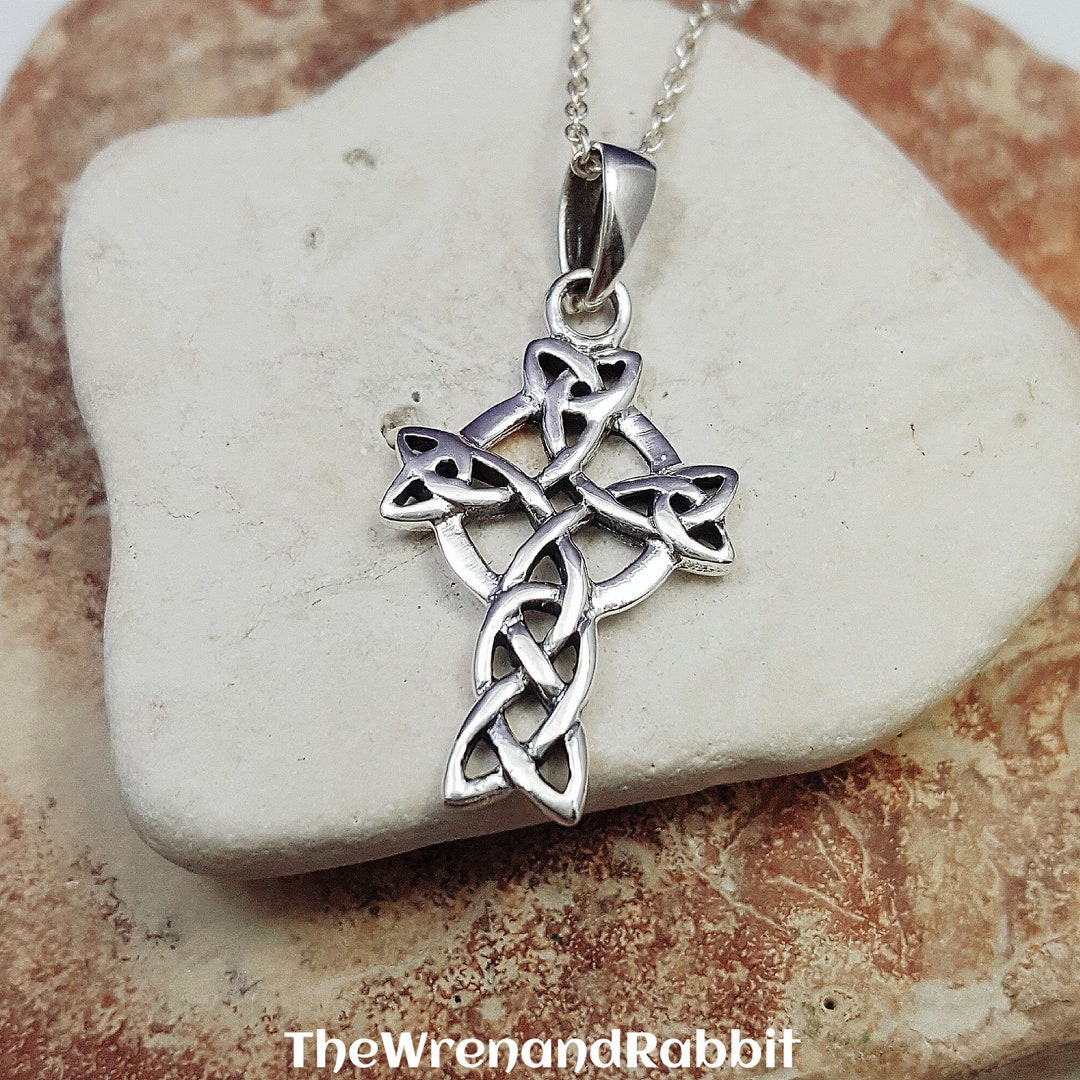 Celtic Cross Necklace. Solid STERLING Silver Cross. Mens Necklace ...