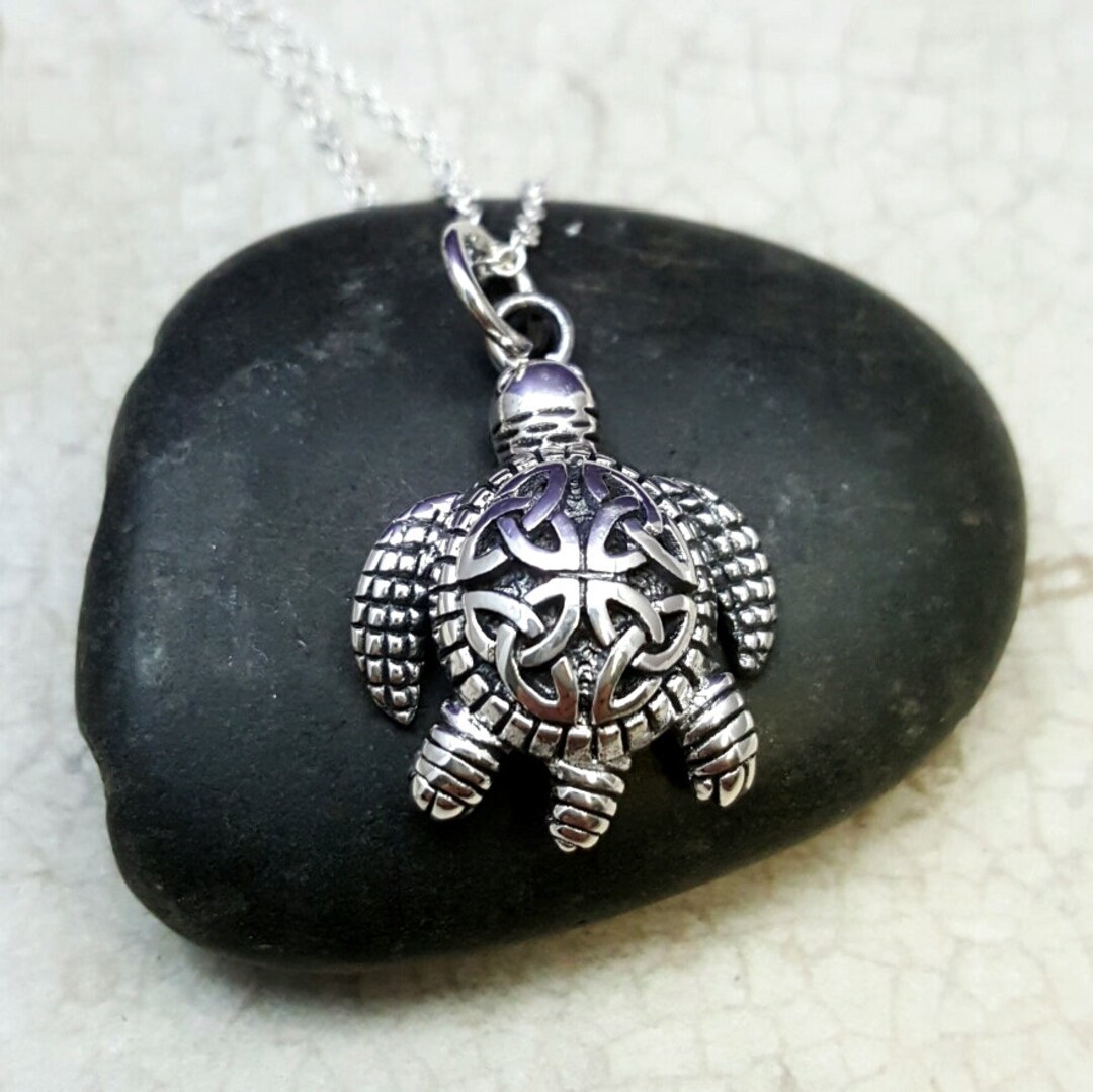 Sterling Silver Celtic Turtle Necklace - Etsy