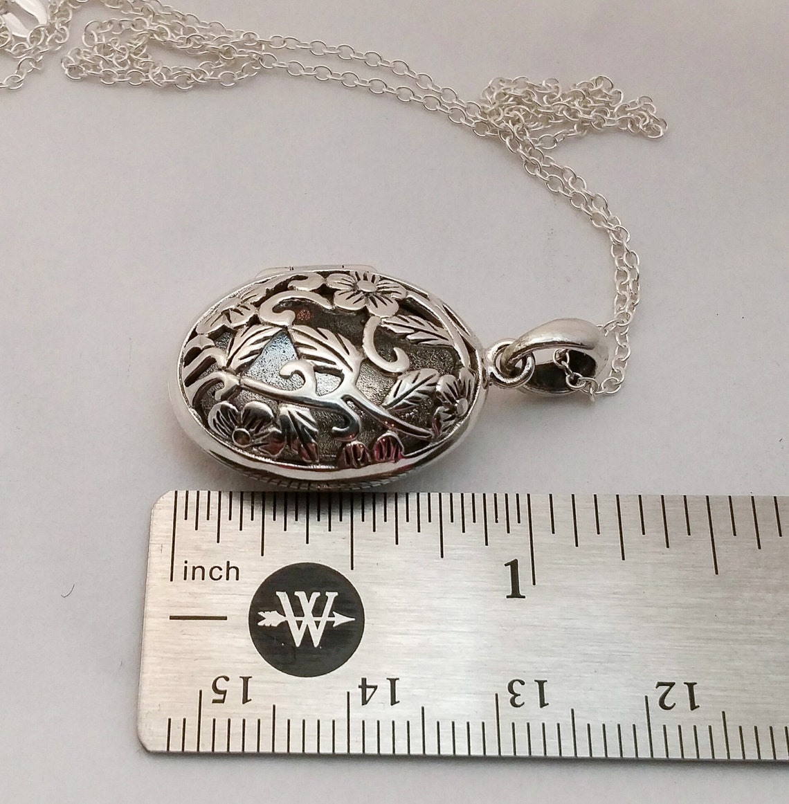 Sterling Silver Keepsake Locket. Oval Engraved Filigree | Etsy
