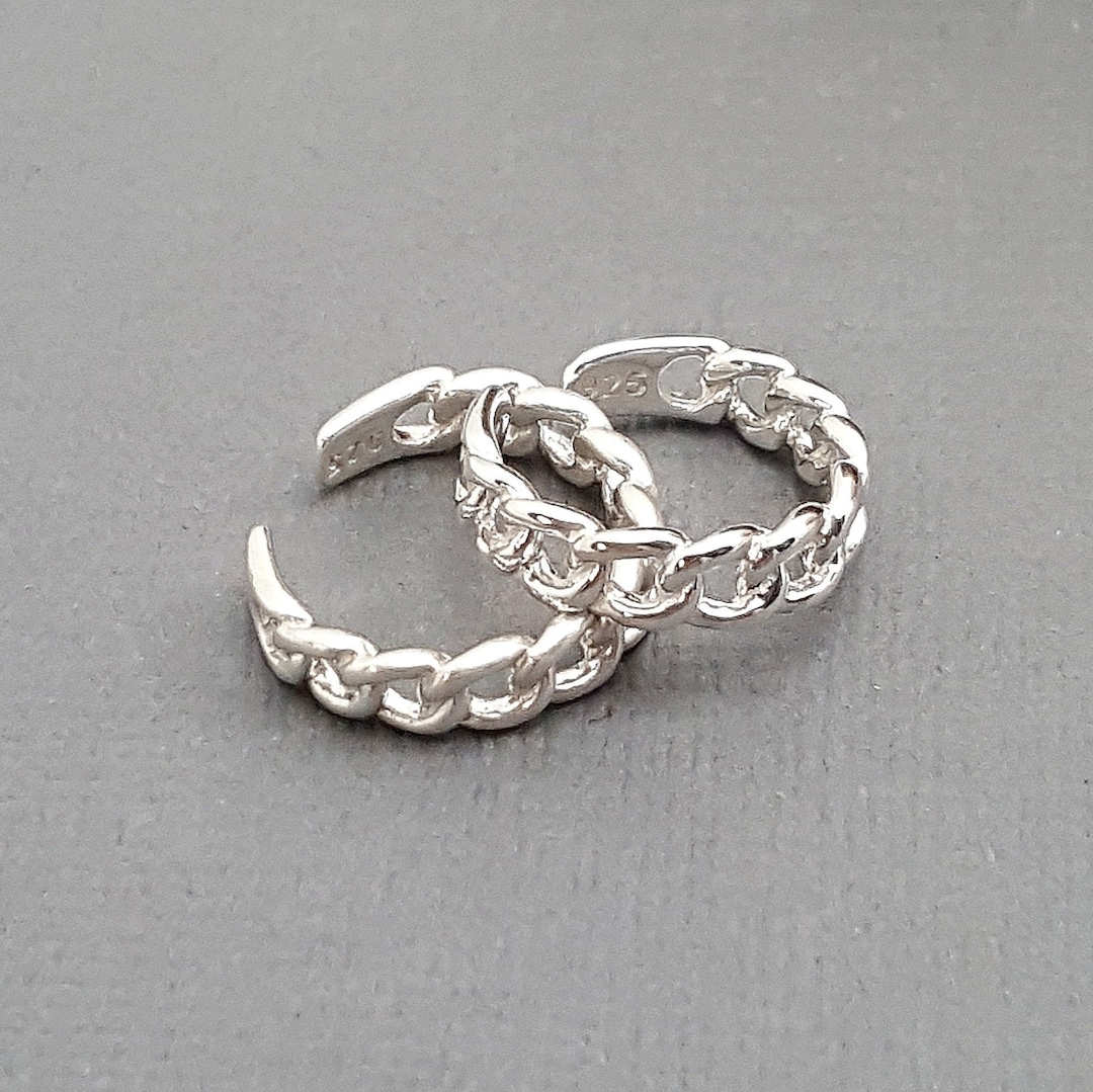 Sterling Silver Cuban Chain Ear Cuff: Shiny or Brushed Finish - Etsy