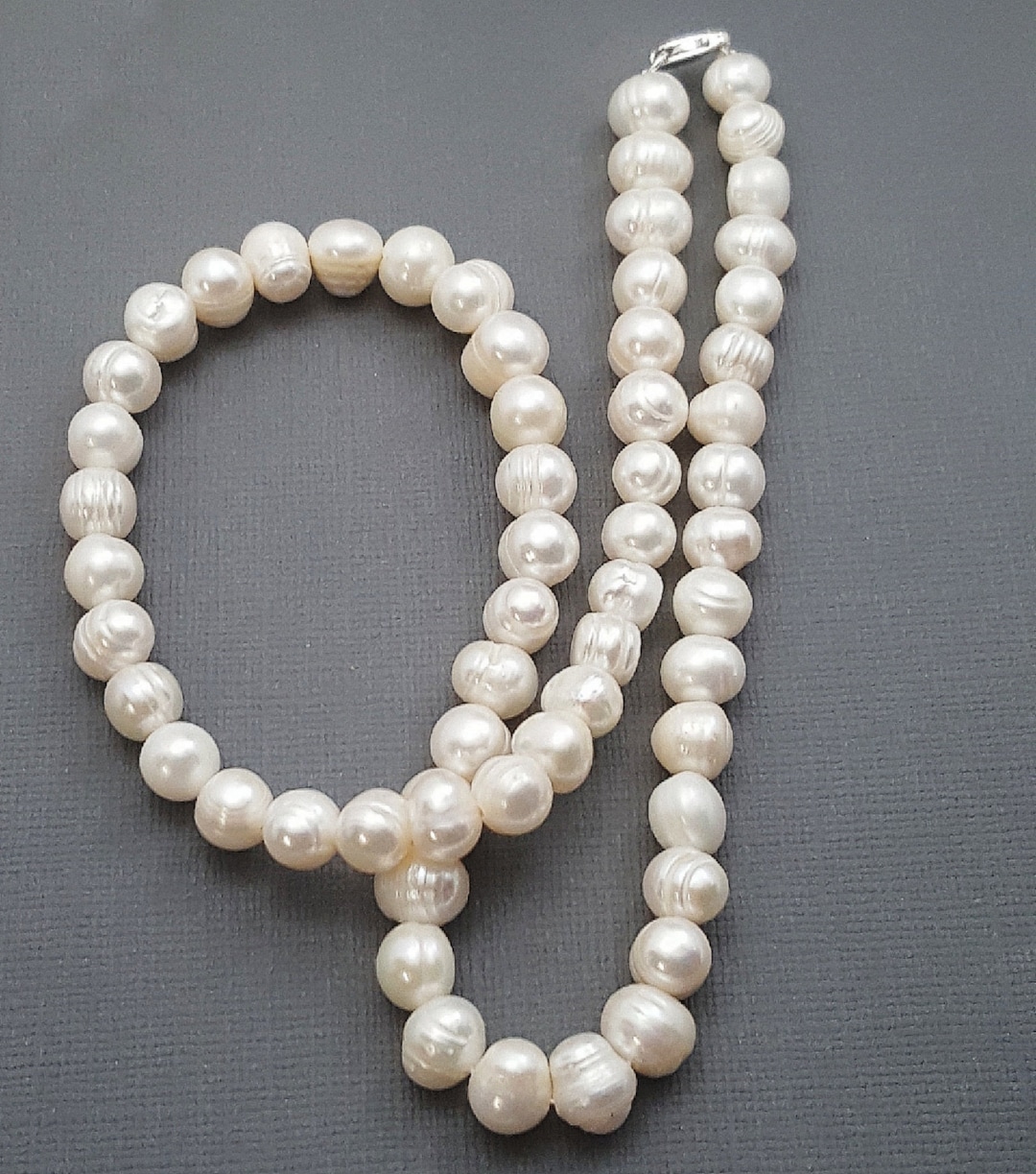 Freshwater Pearl Necklace. White Pearls. 18" Natural Pearls. Classic ...