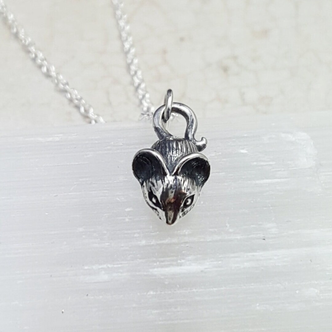 Sterling Silver Tiny Mouse Necklace: Realistic Rodent Pendant - Etsy