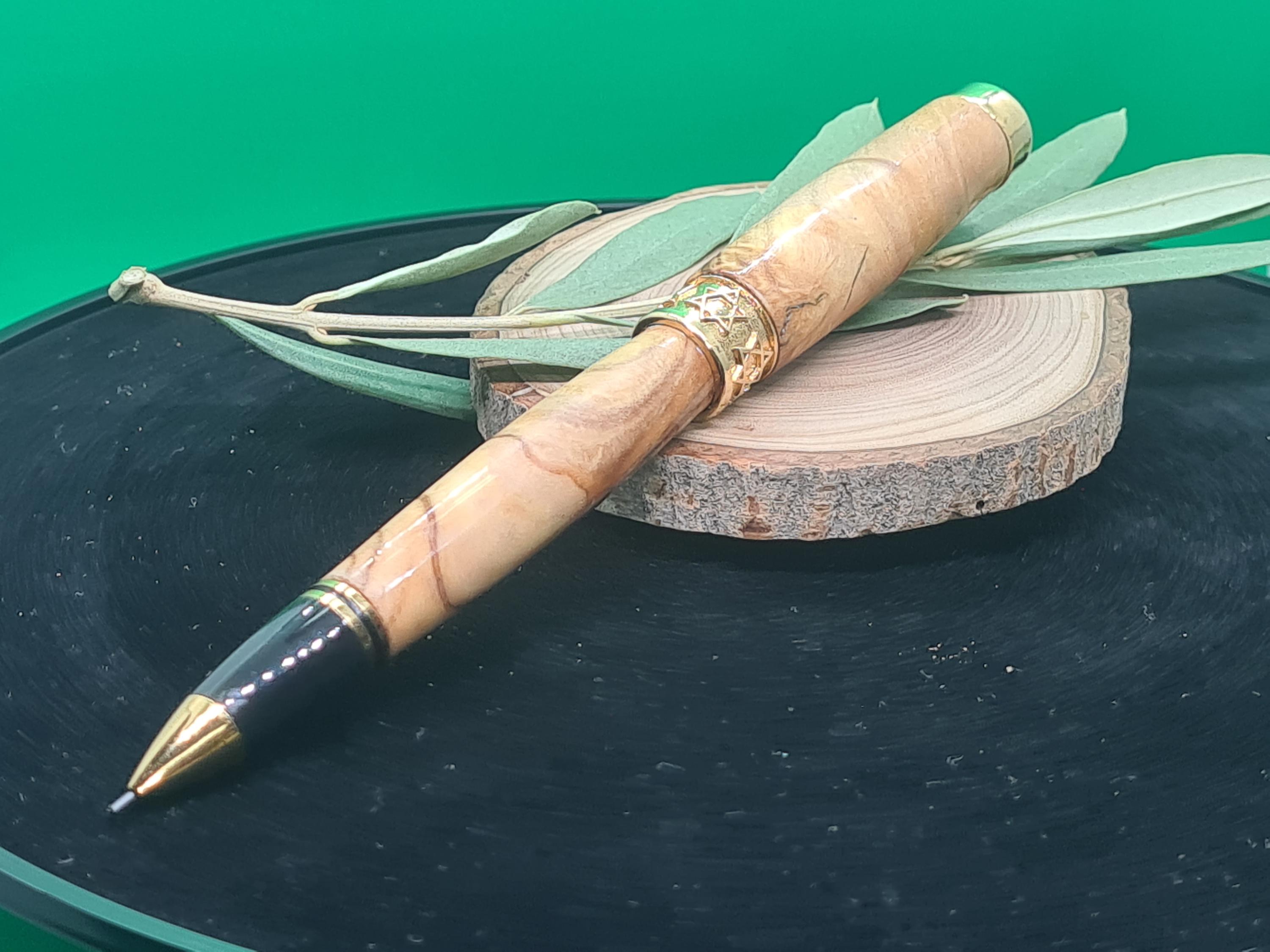 Olive Wooden Pencil, With Star of David Center Ring and Cap, Twist ...