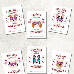 Printable Valentine's Day Cards, Dogs and Cat, Classroom Valentine's ...