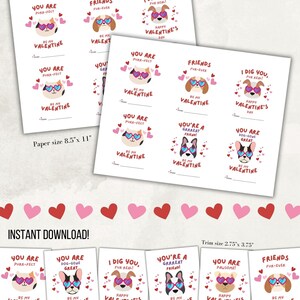 Printable Valentine's Day Cards, Dogs and Cat, Classroom Valentine's ...