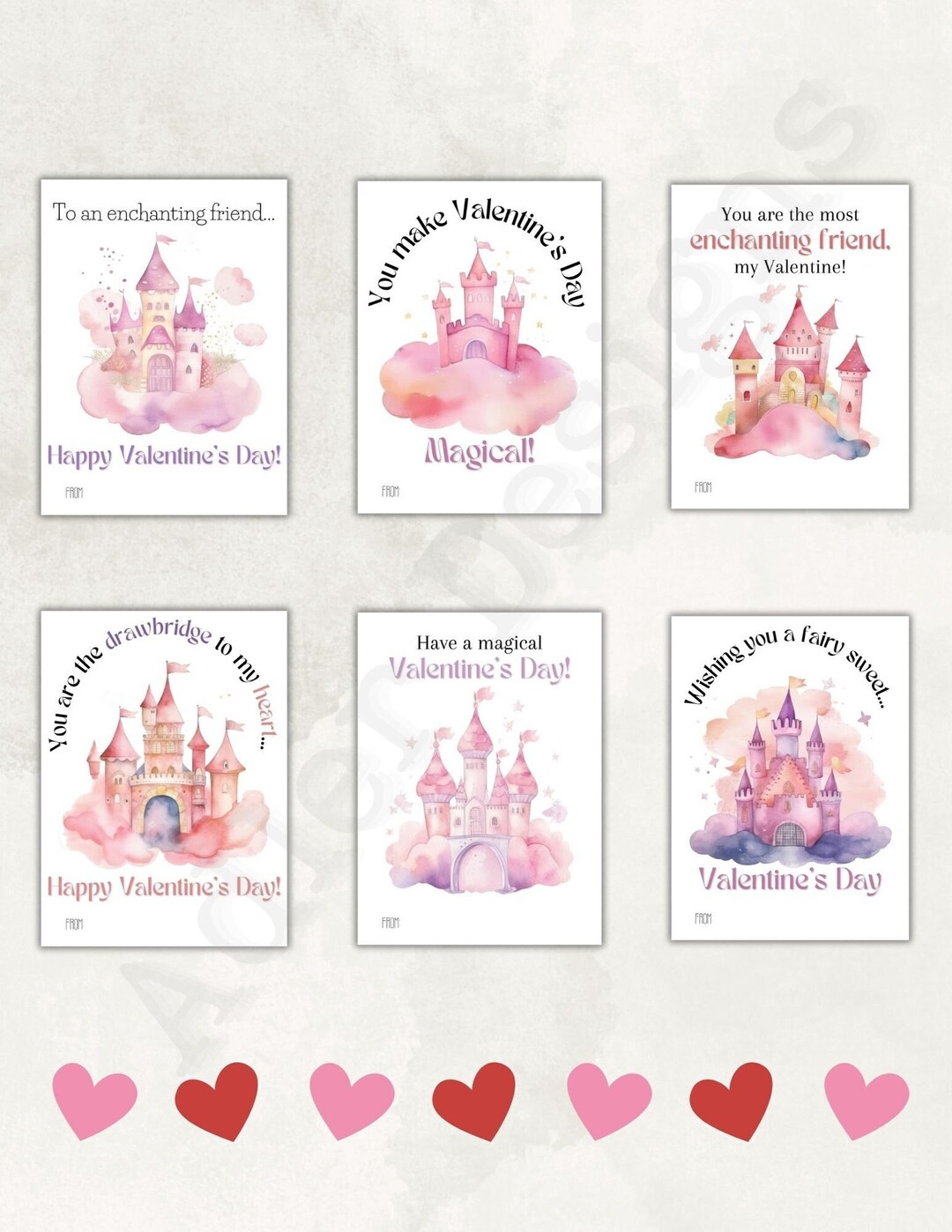 Printable Valentine's Day Cards, Castles and Magic, Classroom Valentine ...