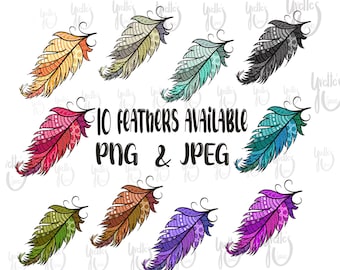 Chic Feather Clip Art | Digital Feathers | Glitter Feather Clip Art ...