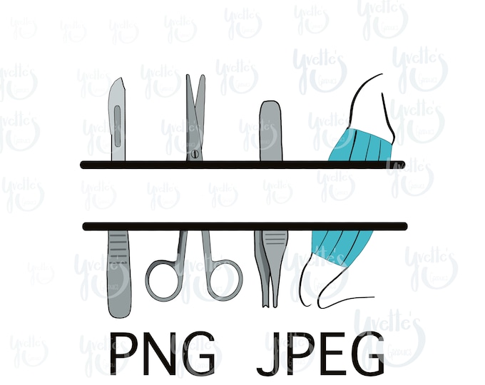 Surgical Tech Digital Split Monogram - Etsy