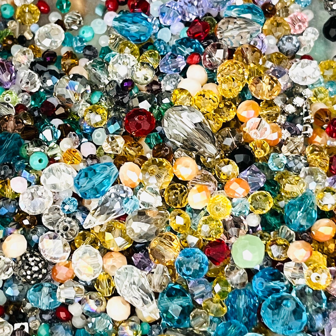 1 LB Assorted Crystal Beads Mix – 500+ Beads, 2mm–18mm, Assorted Sizes ...
