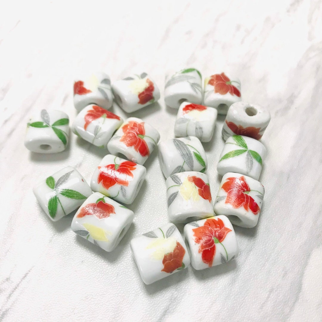 Hand Painted Ceramic Beads (18pc) - Etsy