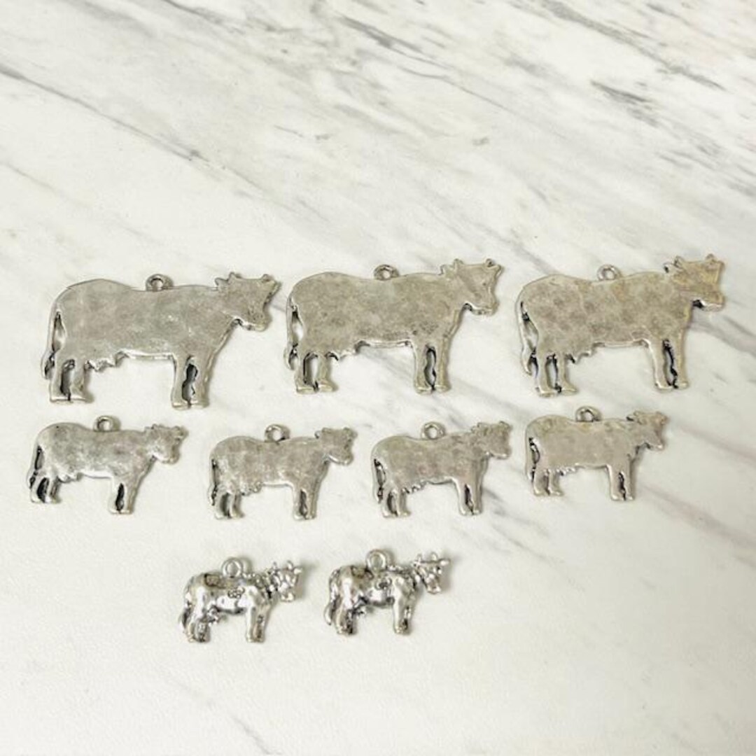 9 Piece Assorted Sizes of Cow Charms-metal Barnyard Charms-rustic ...