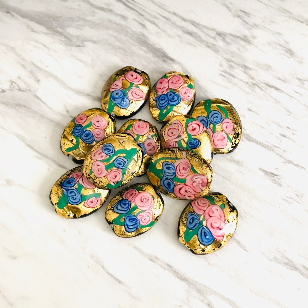 Italian Glass Bead, Venetian Bead, Murano Glass Bead, 33x28mm-2 Pieces ...