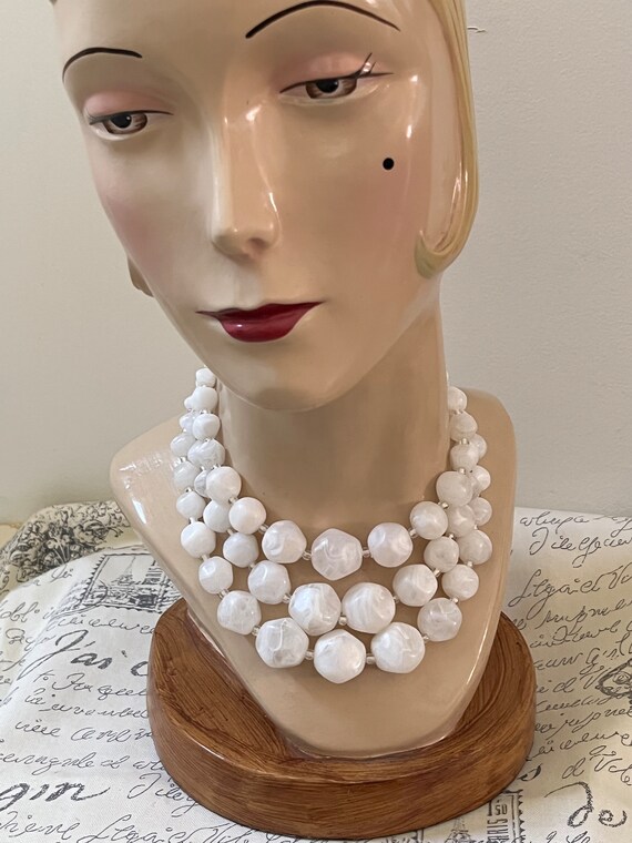 vintage white lucite three - Gem
