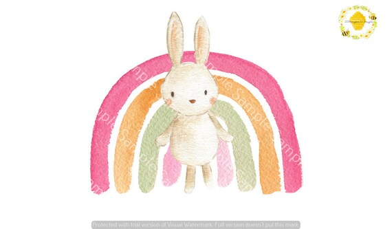 Rainbow Spring Bunny Digital Download Clipart SVG PNG | Etsy
