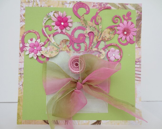 Card/handmade Pink Flower Card/ Birthday Card - Etsy