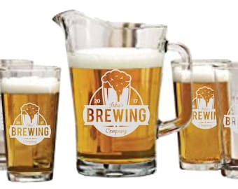 Personalized Pint Beer Glass Gift Set, Engraved Glasses, Custom Barware ...