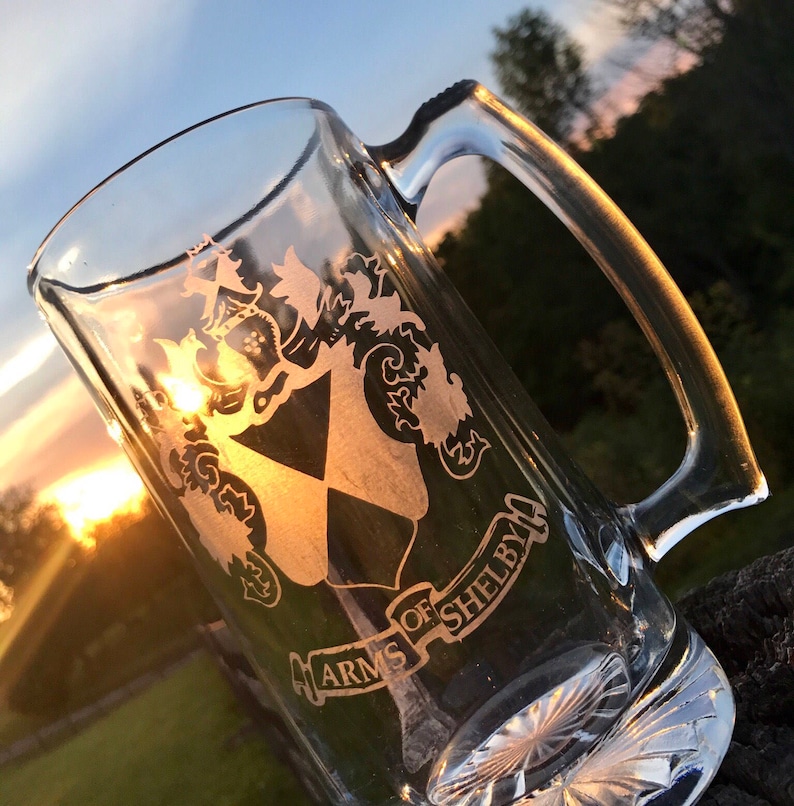 Custom Etched Glass Beer Stein - Etsy