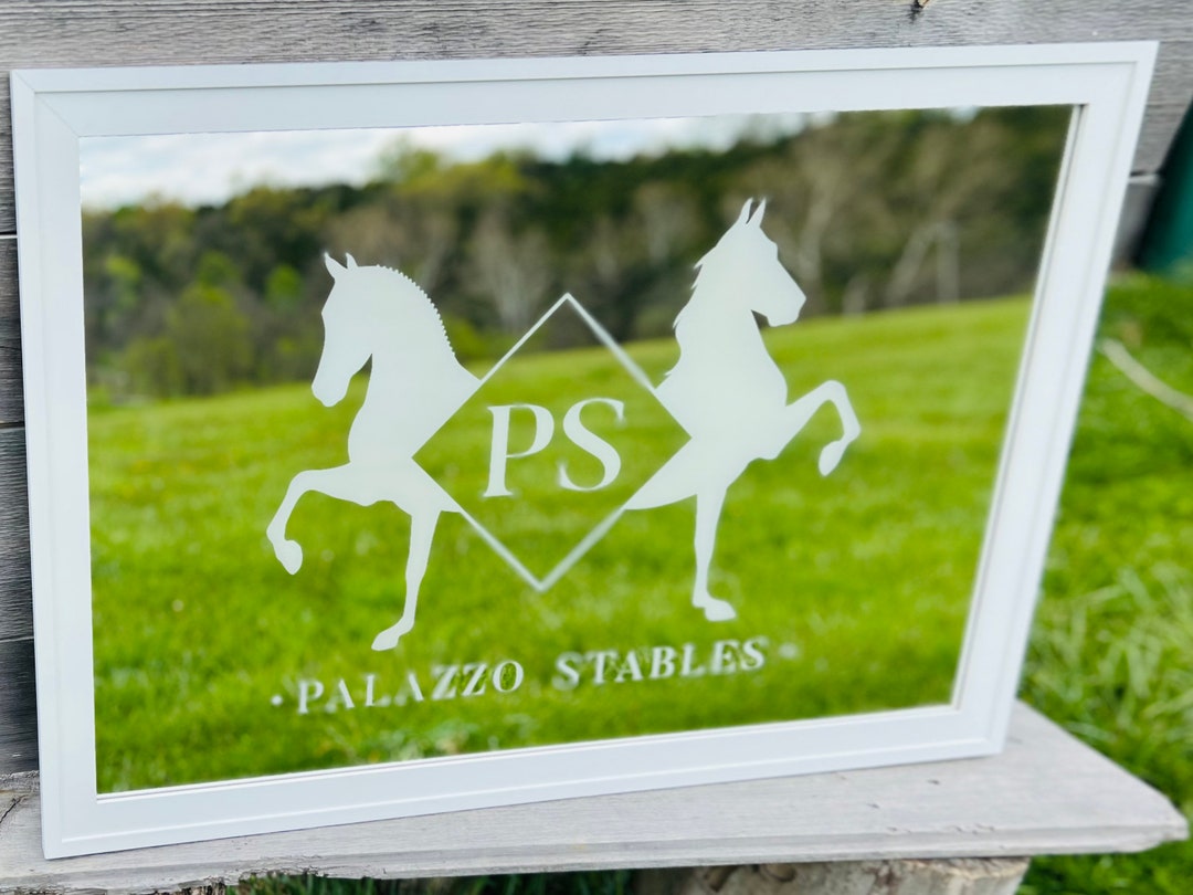 Custom Horse Farm Mirror|large Stables Design Mirror|personalized Logo ...