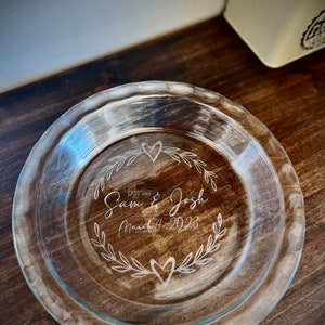 Personalized Glass Pie Dish|etched Baking Dish|etched Pie Dish|wedding ...