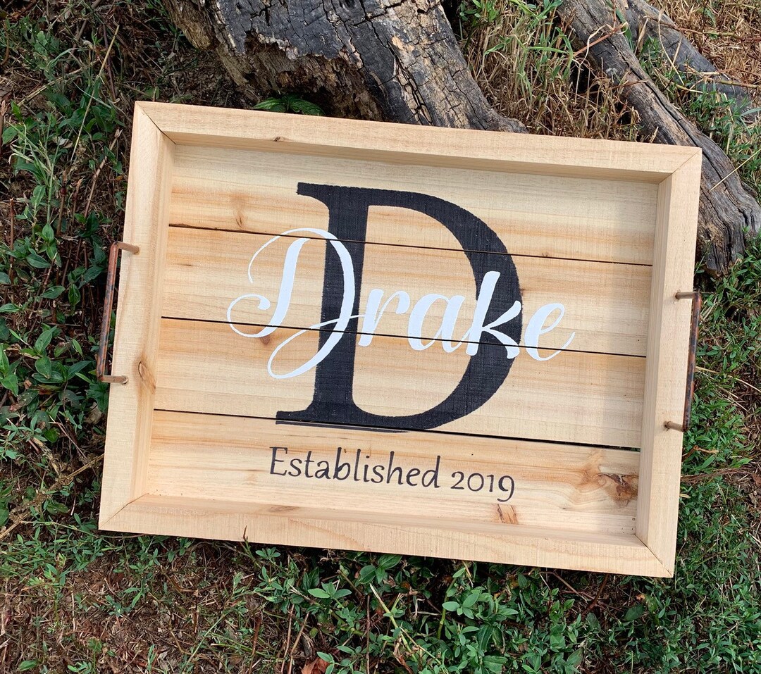 Custom Wood Tray, Rustic Serving Tray, Wooden Tray With Handles, Wood ...