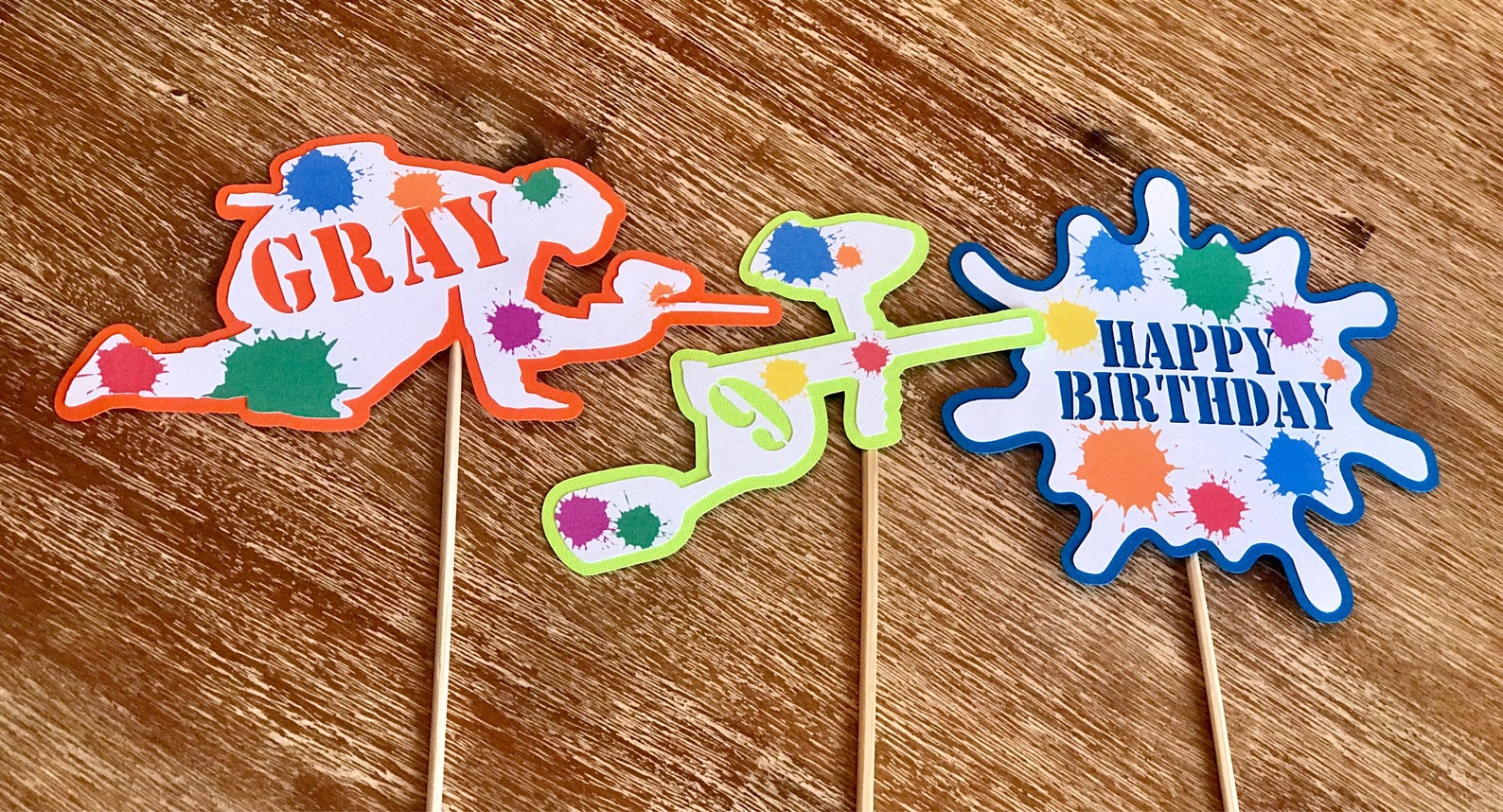 Handmade Paintball Cupcake Toppers or Centerpiece Stakes - Etsy