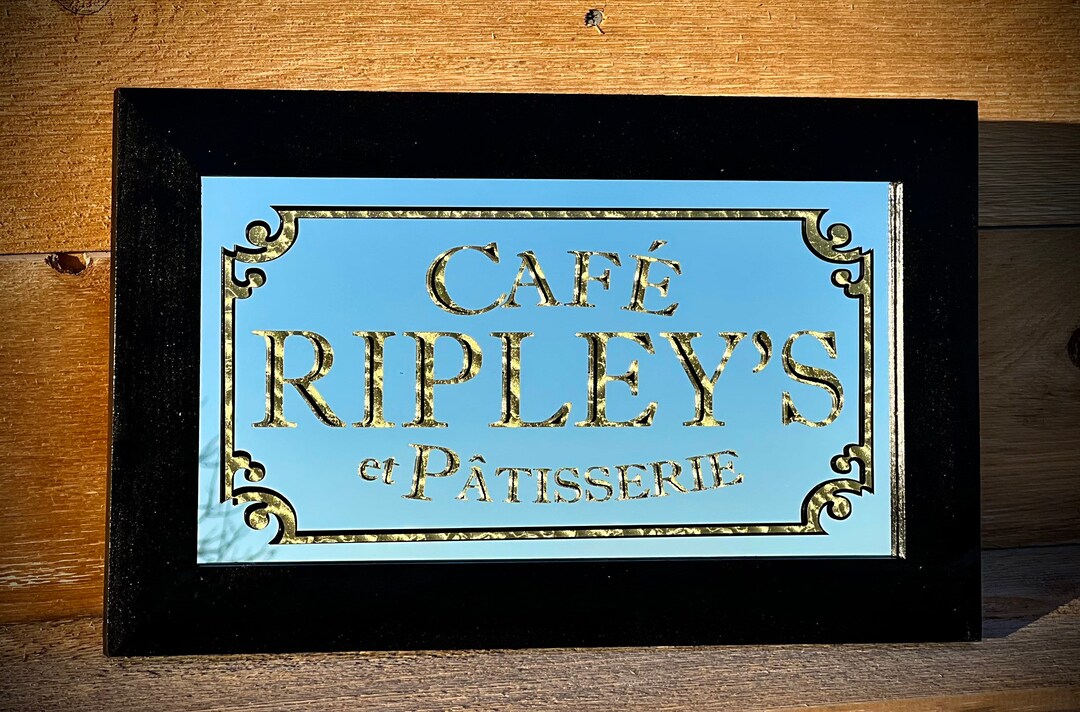 Custom Cafe Mirror|gold Leaf Restaurant Sign|personalized Lobby Mirror ...