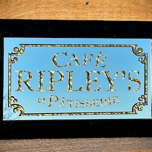 Custom Cafe Mirror|gold Leaf Restaurant Sign|personalized Lobby Mirror ...