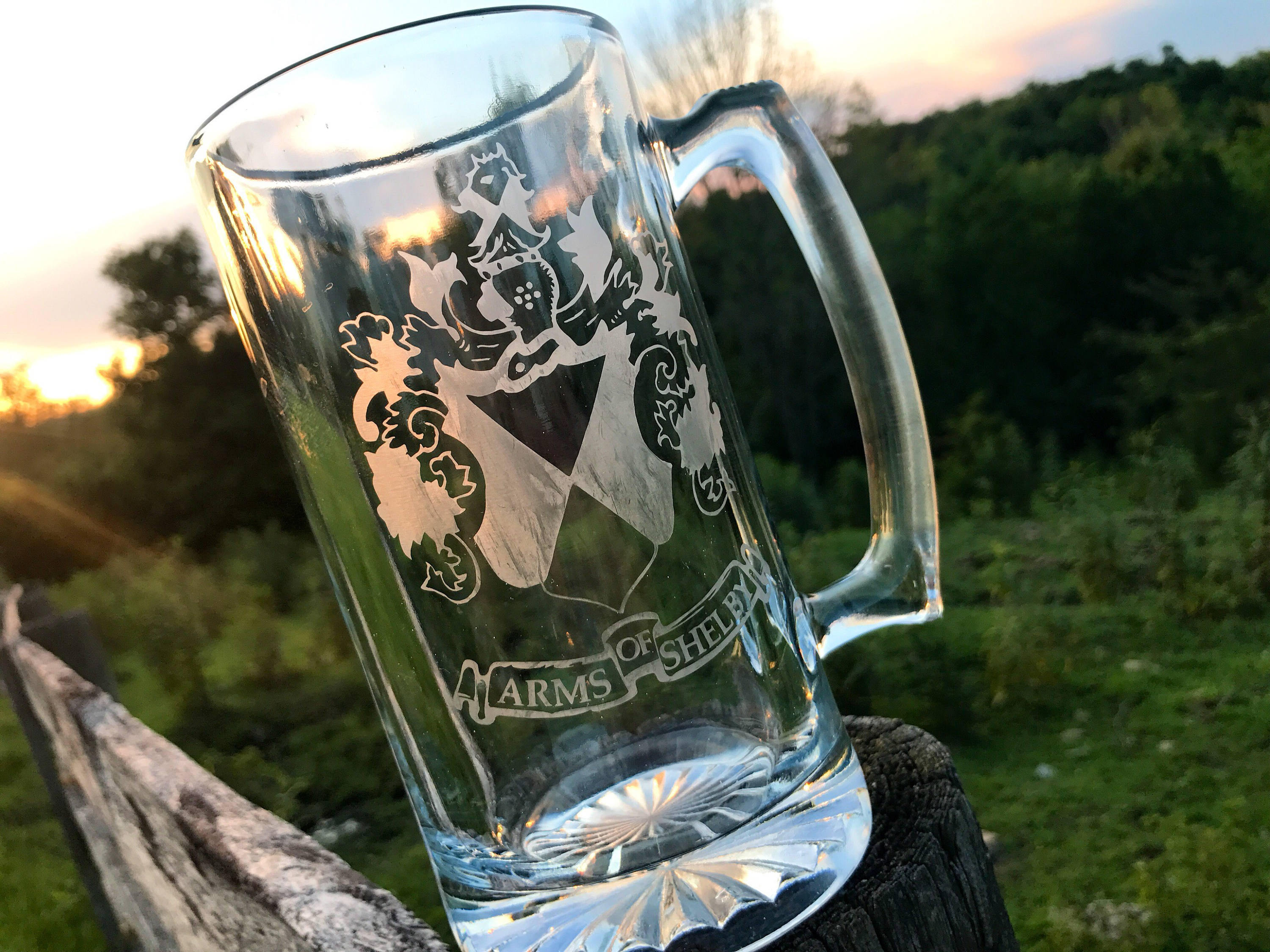 Custom Etched Glass Beer Stein - Etsy