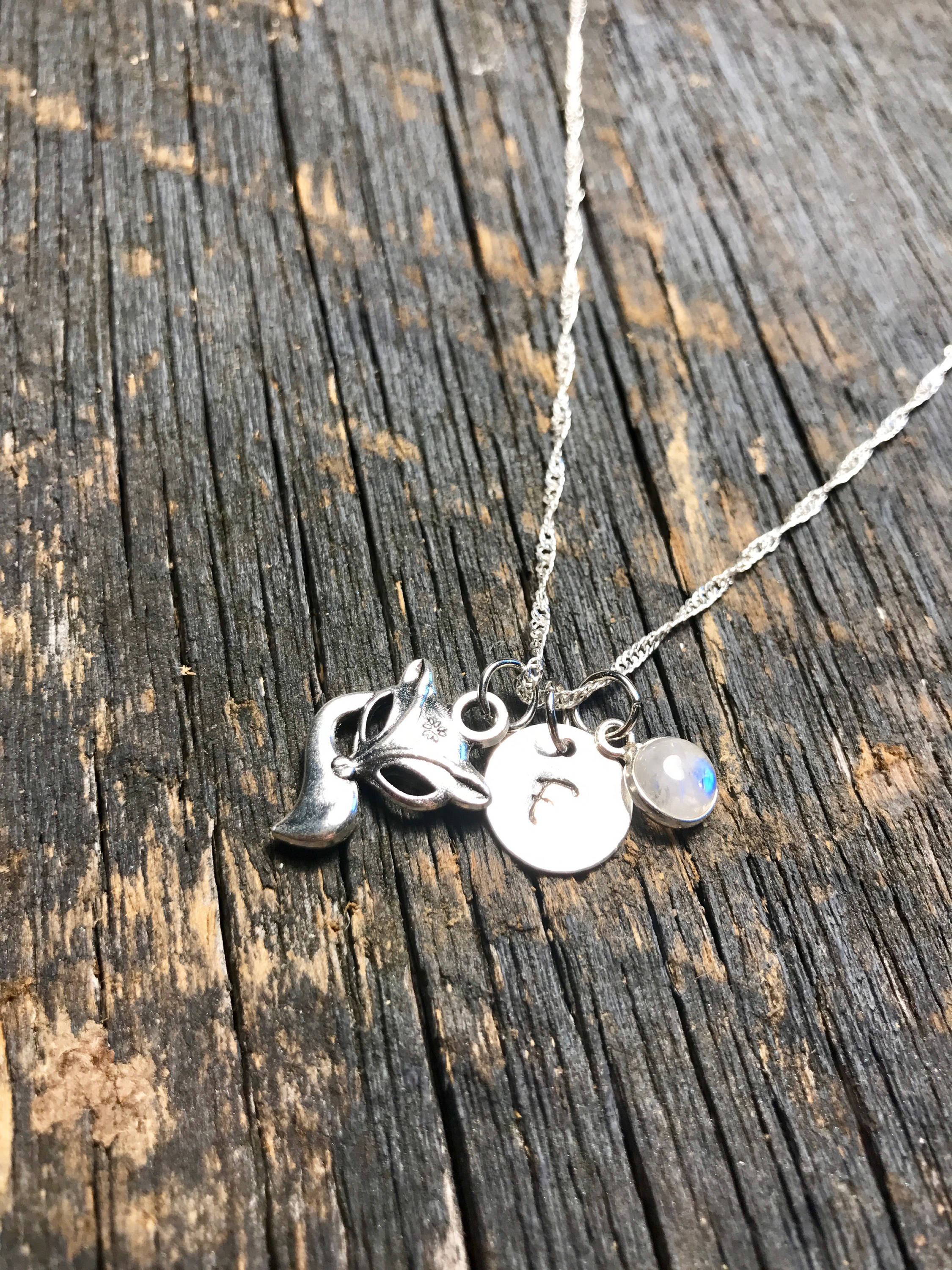 Custom Hand Stamped Fox Necklace With Birthstone - Etsy