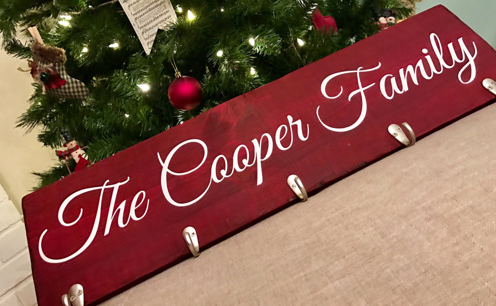 Custom Personalized Red Coat Rack Hanger Distressed Hanging - Etsy