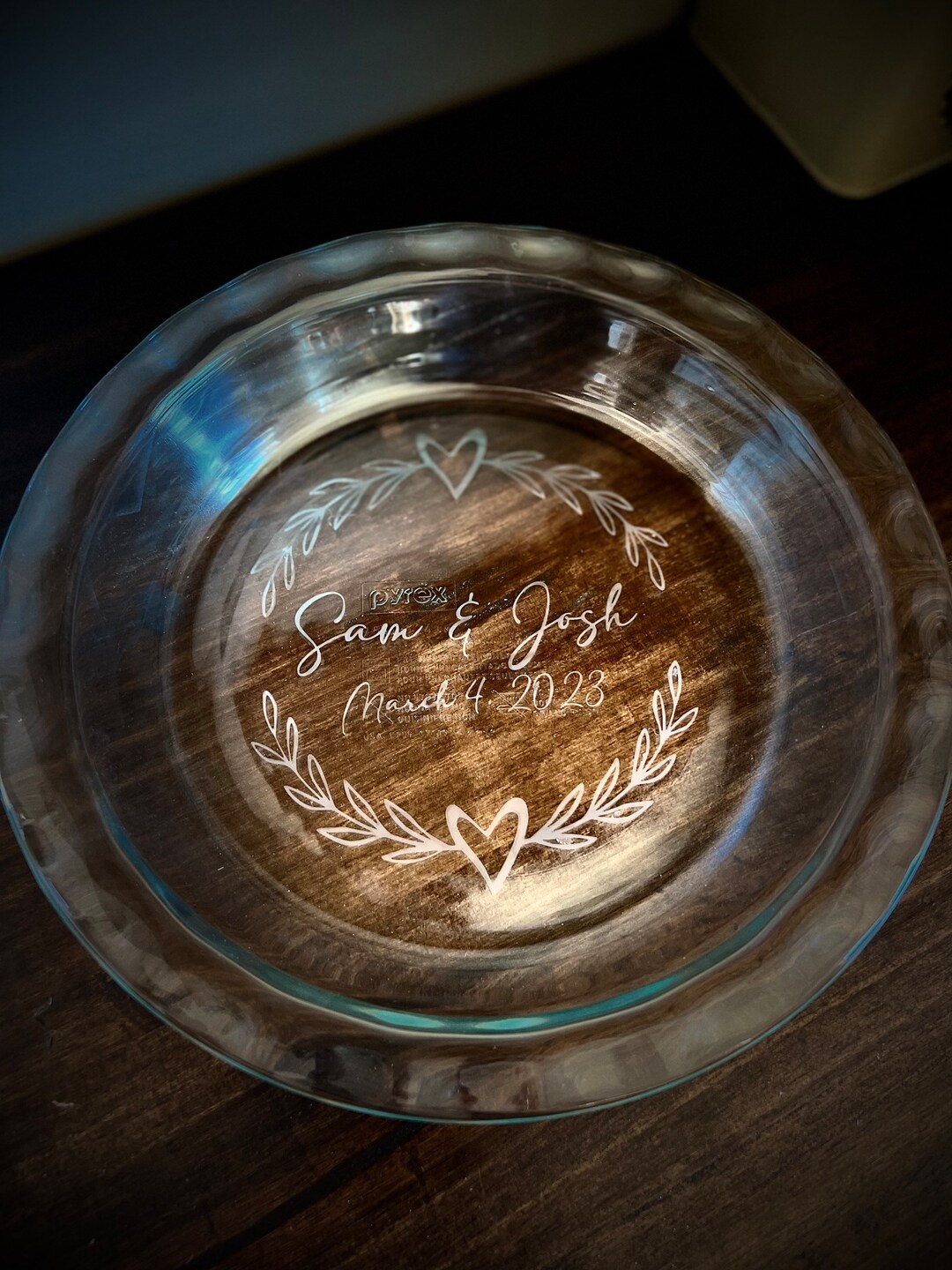 Personalized Glass Pie Dish|etched Baking Dish|etched Pie Dish|wedding ...