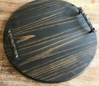 Custom Round Wood Tray Rustic Serving Tray Wooden Tray With - Etsy