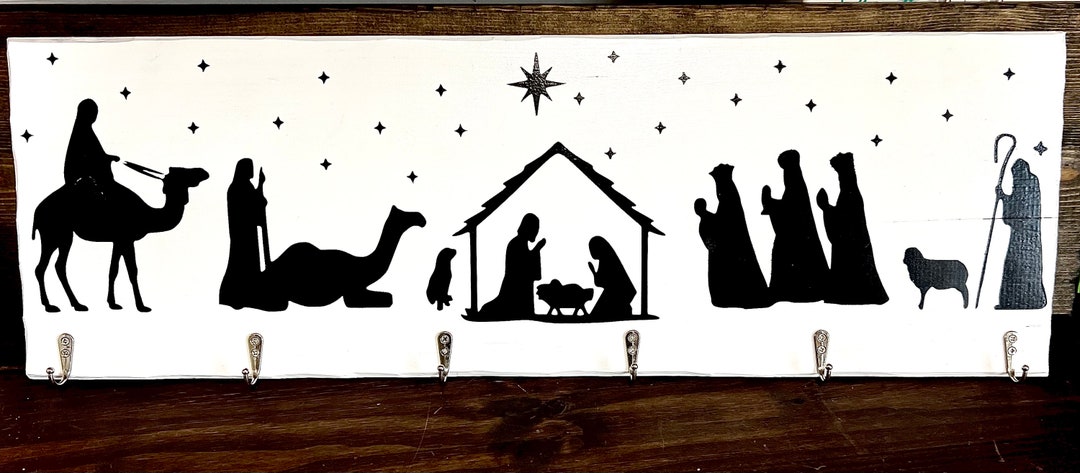 Custom Nativity Wall Stocking Hanger|rustic Stocking Holder|stocking ...