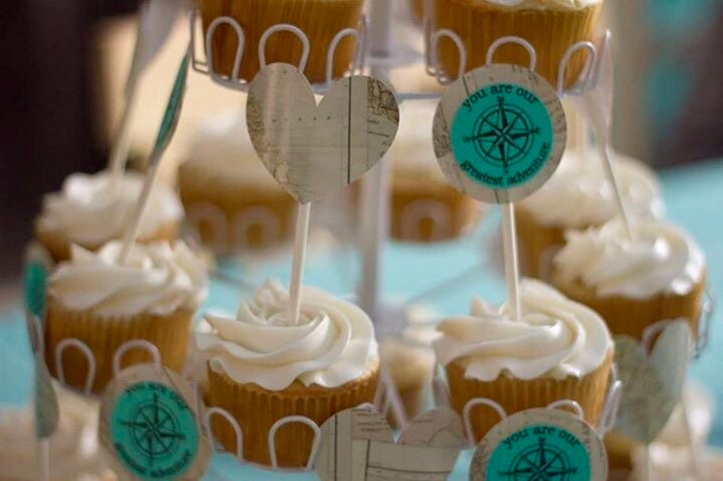 World Atlas Map Cupcake Toppers, Map Baby Shower, Map Birthday Party ...