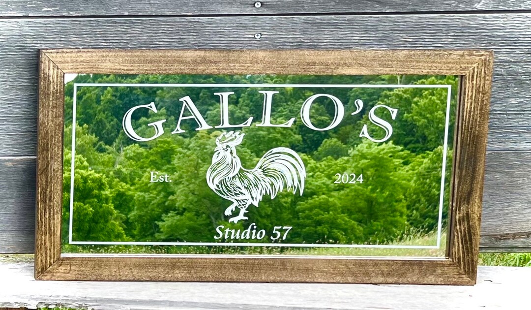 12x24” Personalized Laser Engraved Mirror With Rooster, Name, and ...