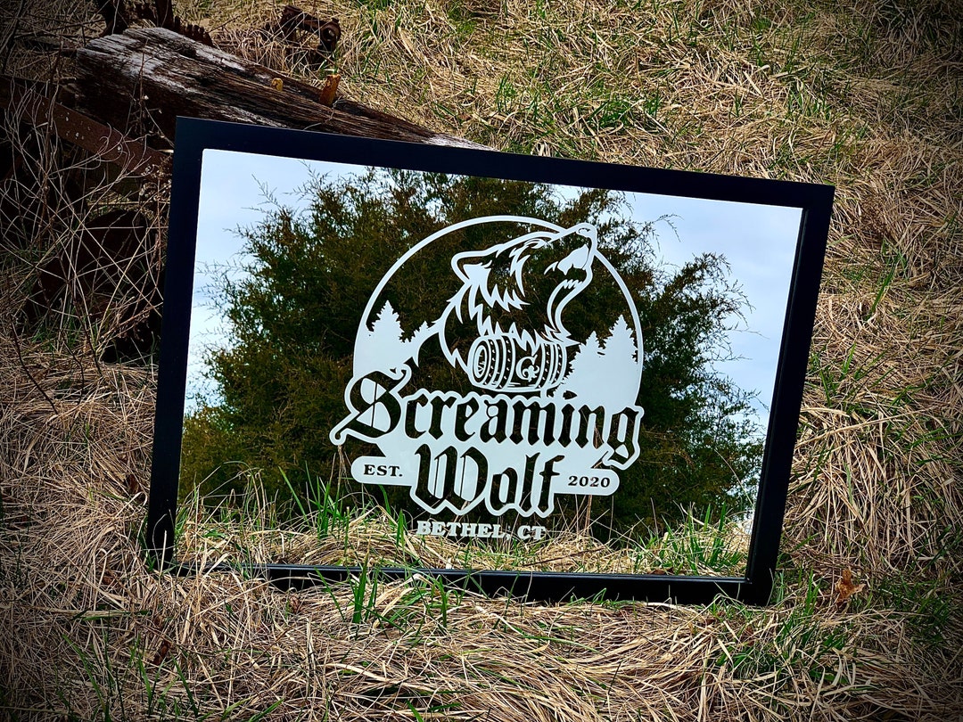 Custom Wolf Mirror|large Mirror|personalized Bar Mirror|restaurant Sign ...