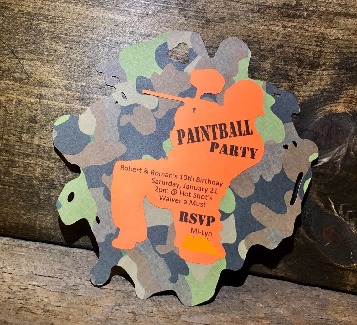 Custom Paintball Birthday Party Invitations, Paintball Party, Boy ...
