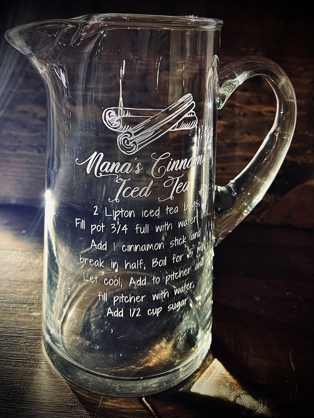 Personalized Engraved Glass Cinnamon Tea Pitcher|glass Pitcher ...