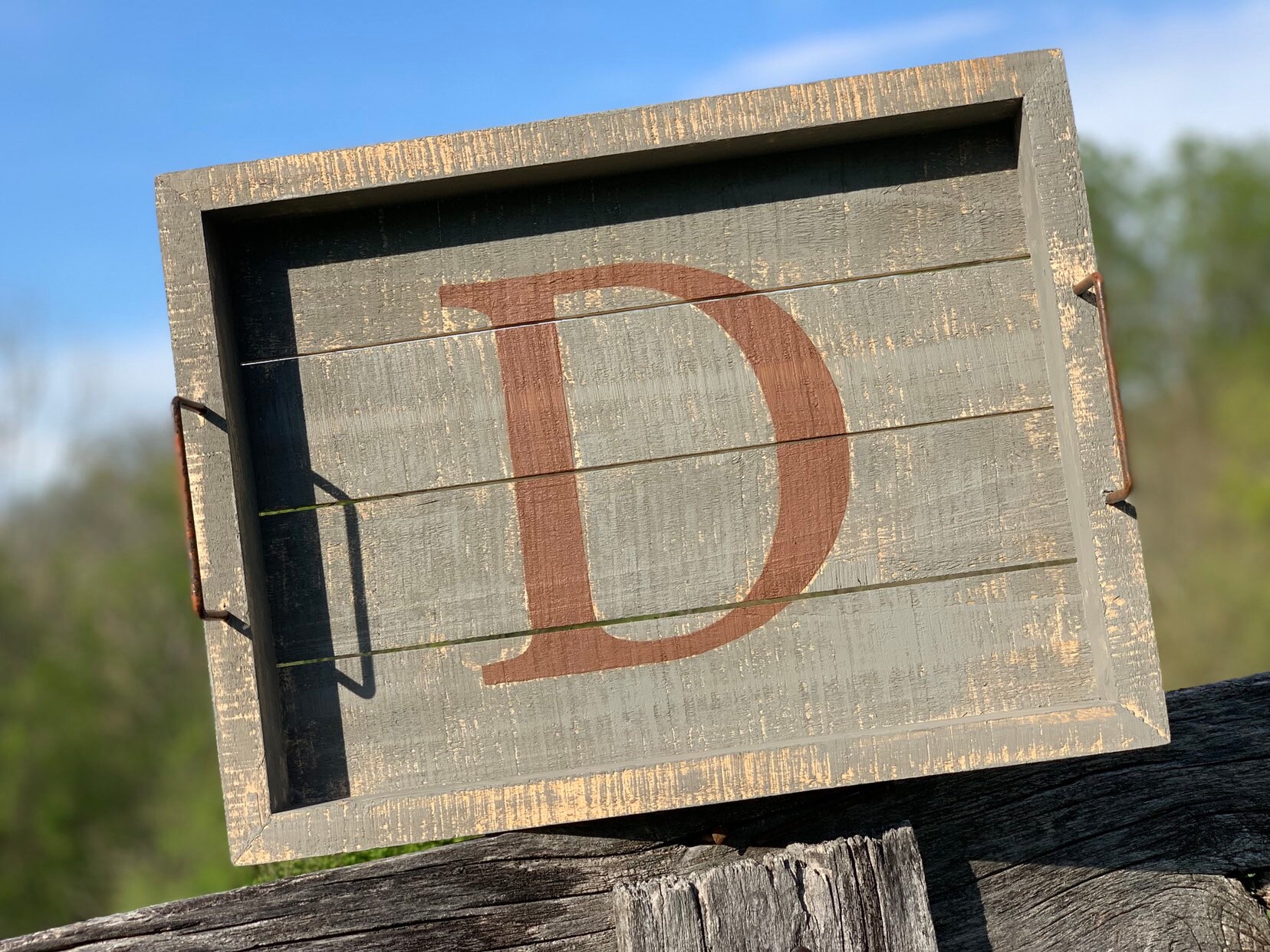 Custom Grey Washed Wood Tray Distressed Rustic Serving Tray | Etsy