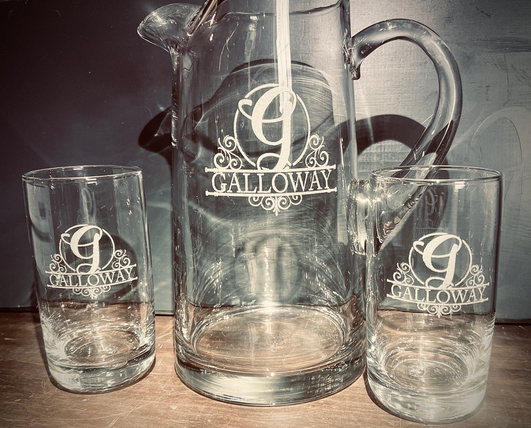 Custom Engraved Lemonade Pitcher & Glass Set - Personalize Your ...