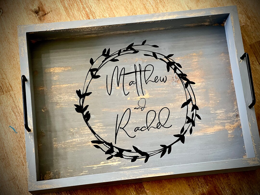 Custom Grey Washed Wood Tray|rustic Serving Tray|wooden Tray With ...