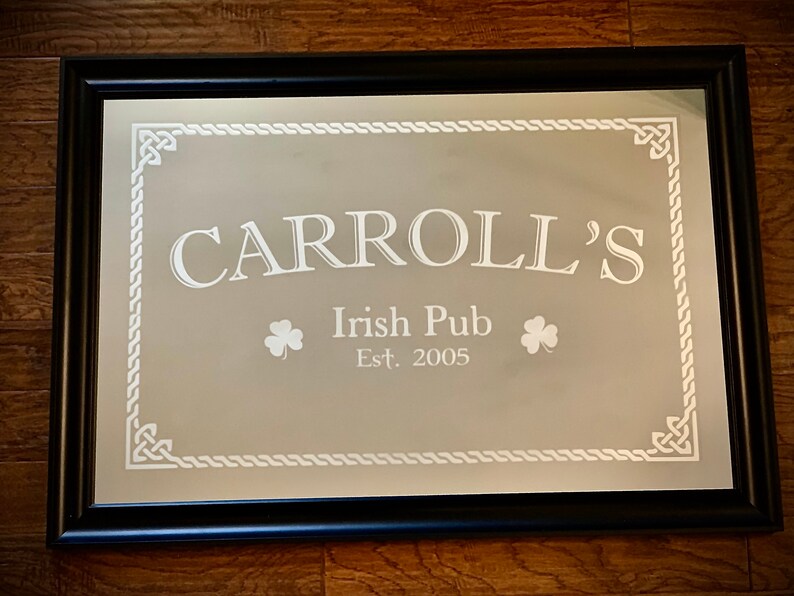 Personalized Irish Pub Mirror in Black Framepersonalized Bar - Etsy