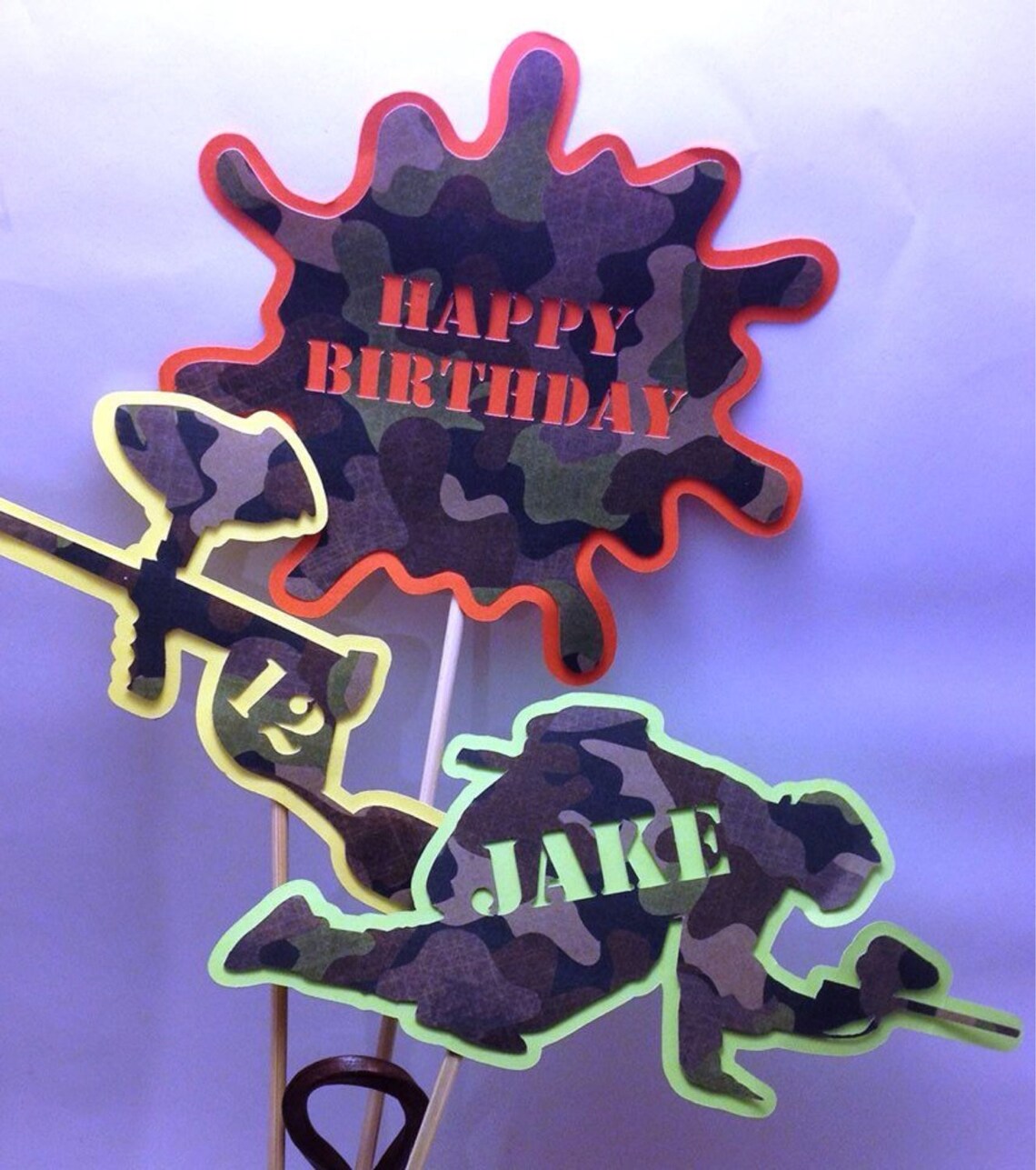 Handmade Paintball Cupcake Toppers or Centerpiece Stakes - Etsy